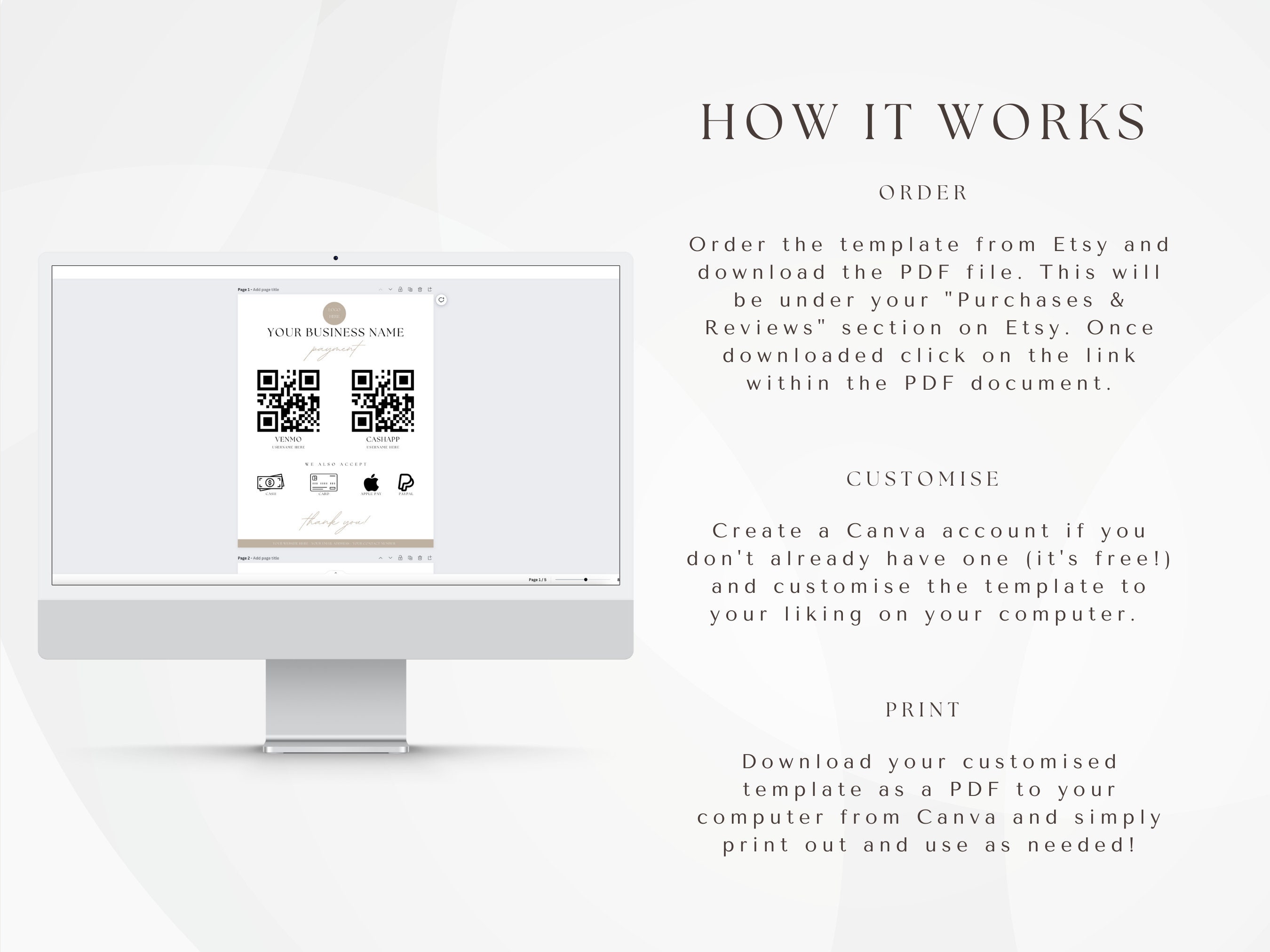Editable QR Code Sign Templates, Printable Scan to Pay Bundle, Social ...