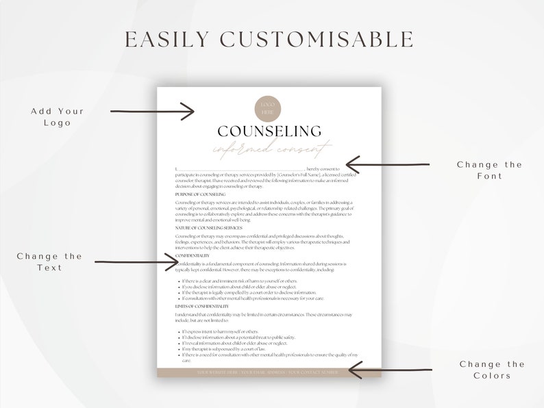 Counseling Therapy Forms, Mental Health Client Intake, Informed Consent ...