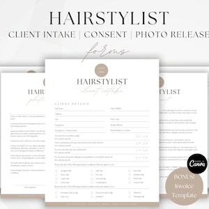 Hair Stylist Client Intake Form, Hair Salon Services Agreement, Photo ...
