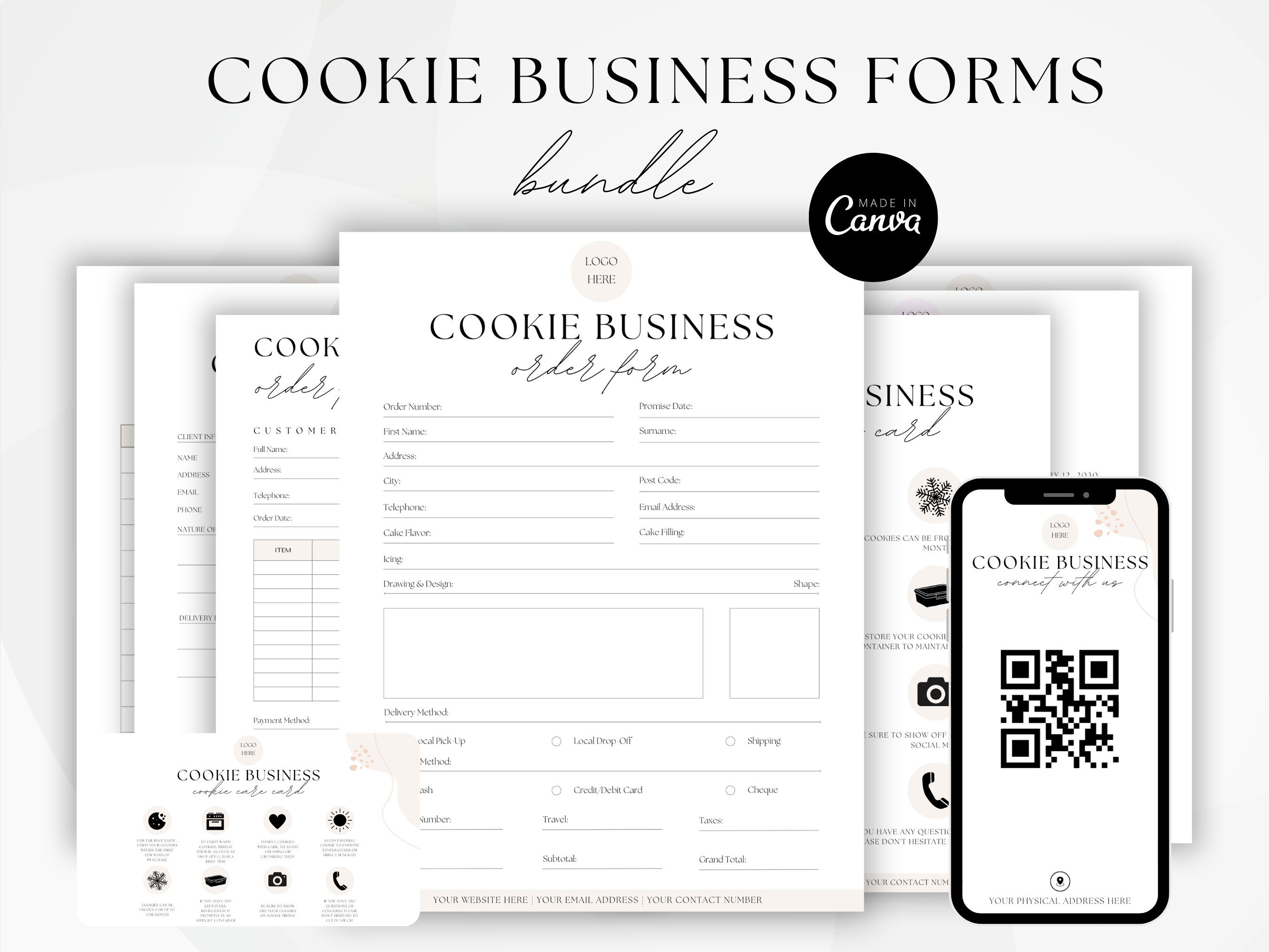 Cookie Business Forms Bundle, Bakery Order Forms, Cookie Care Card ...