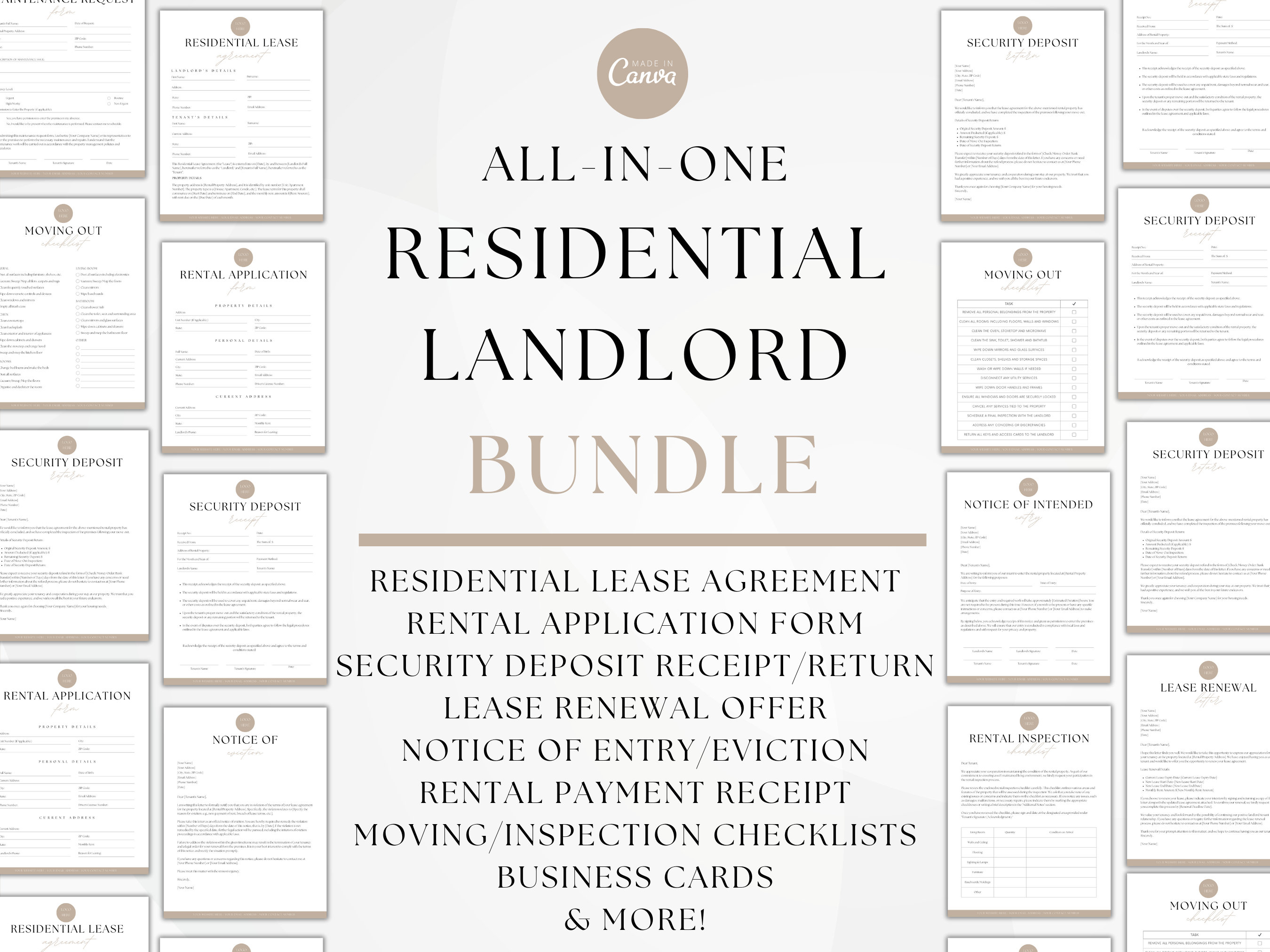 Residential Landlord Forms, Landlord Lease Agreement, Moving Checklists ...