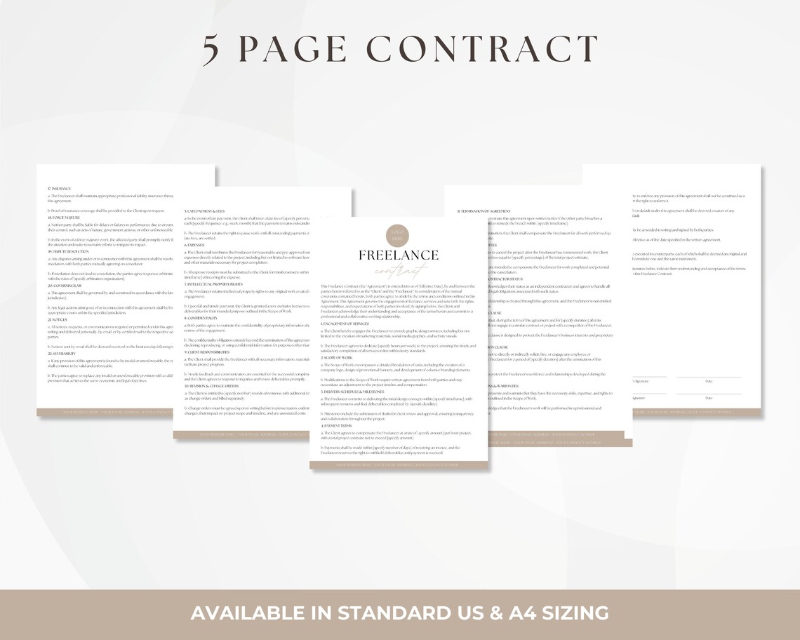Freelance Contract Template, Freelancing Services Agreement, Editable ...