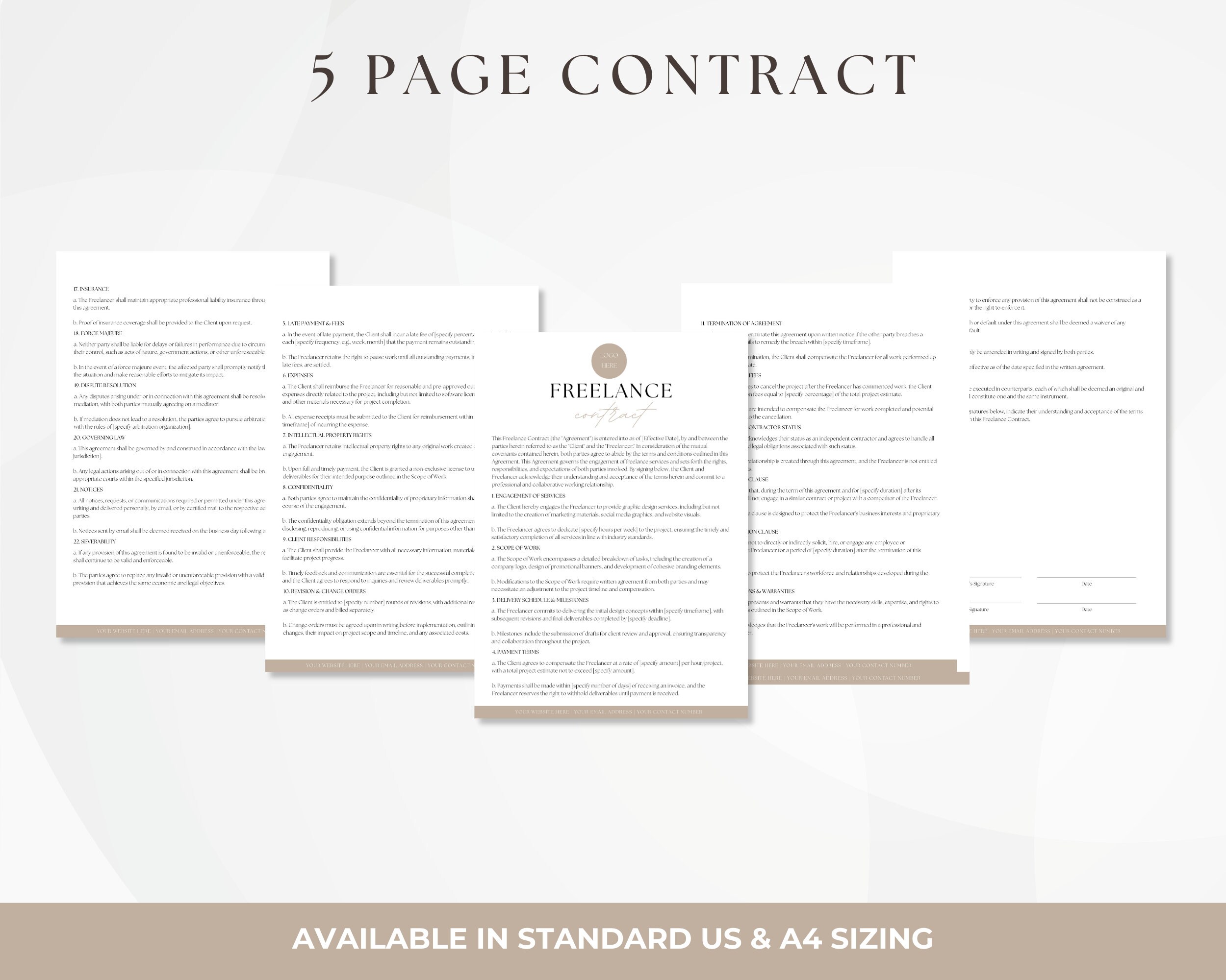 Freelance Contract Template, Freelancing Services Agreement, Editable ...