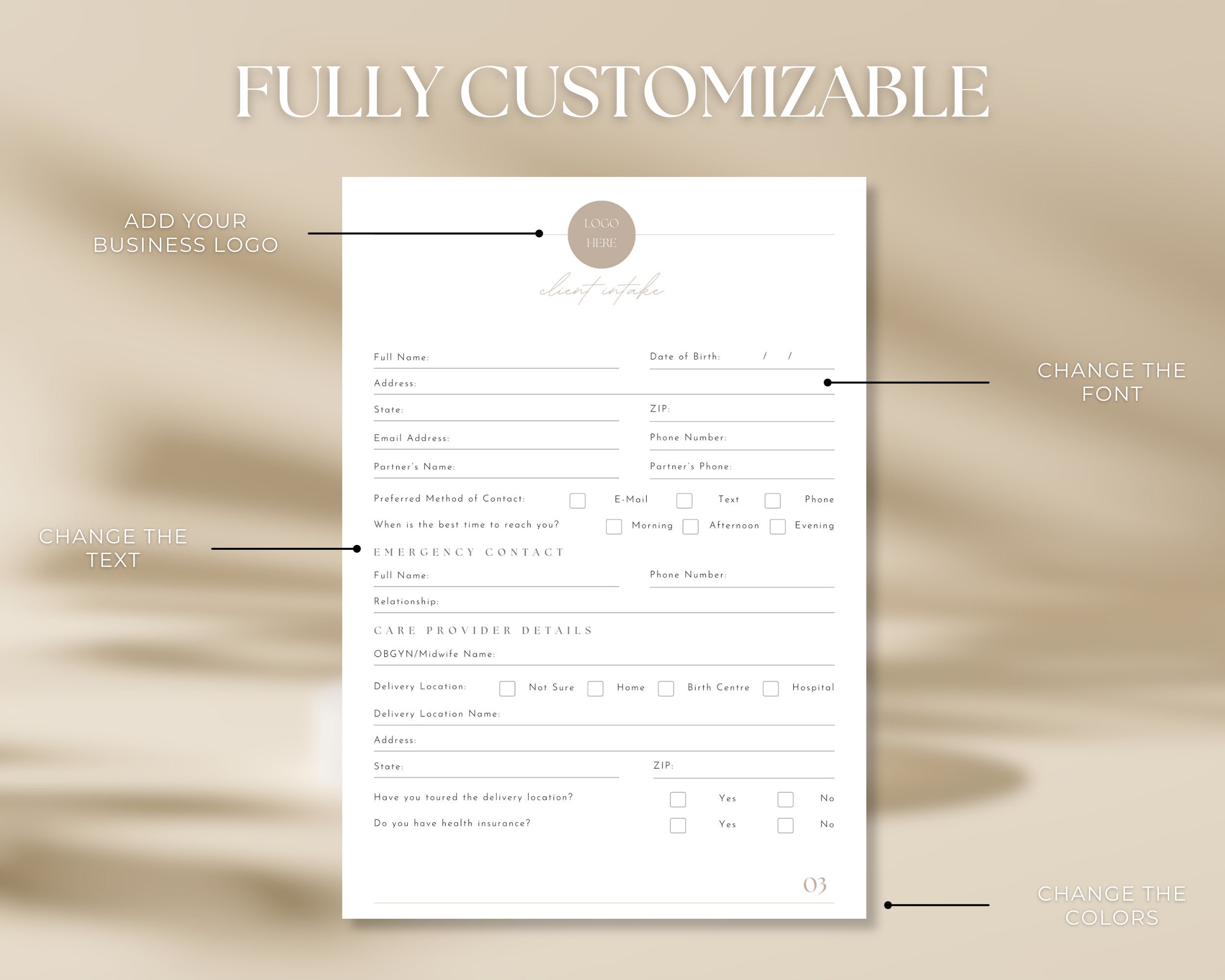 Birth Doula Client Intake Forms, Midwife Birth Questionnaire, Birth ...
