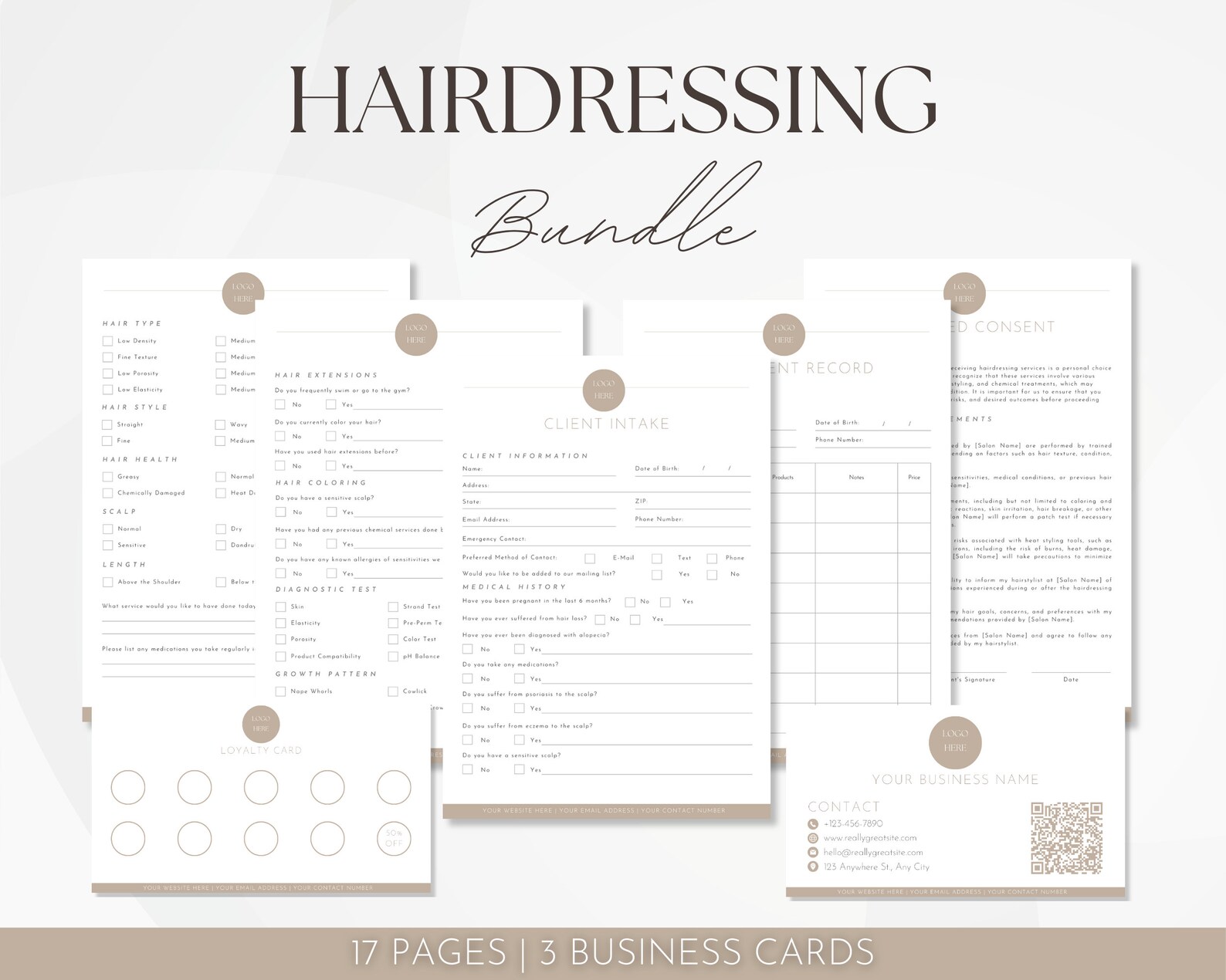 Hairdressing Client Intake Forms Bundle, Editable Hairstyling Informed ...