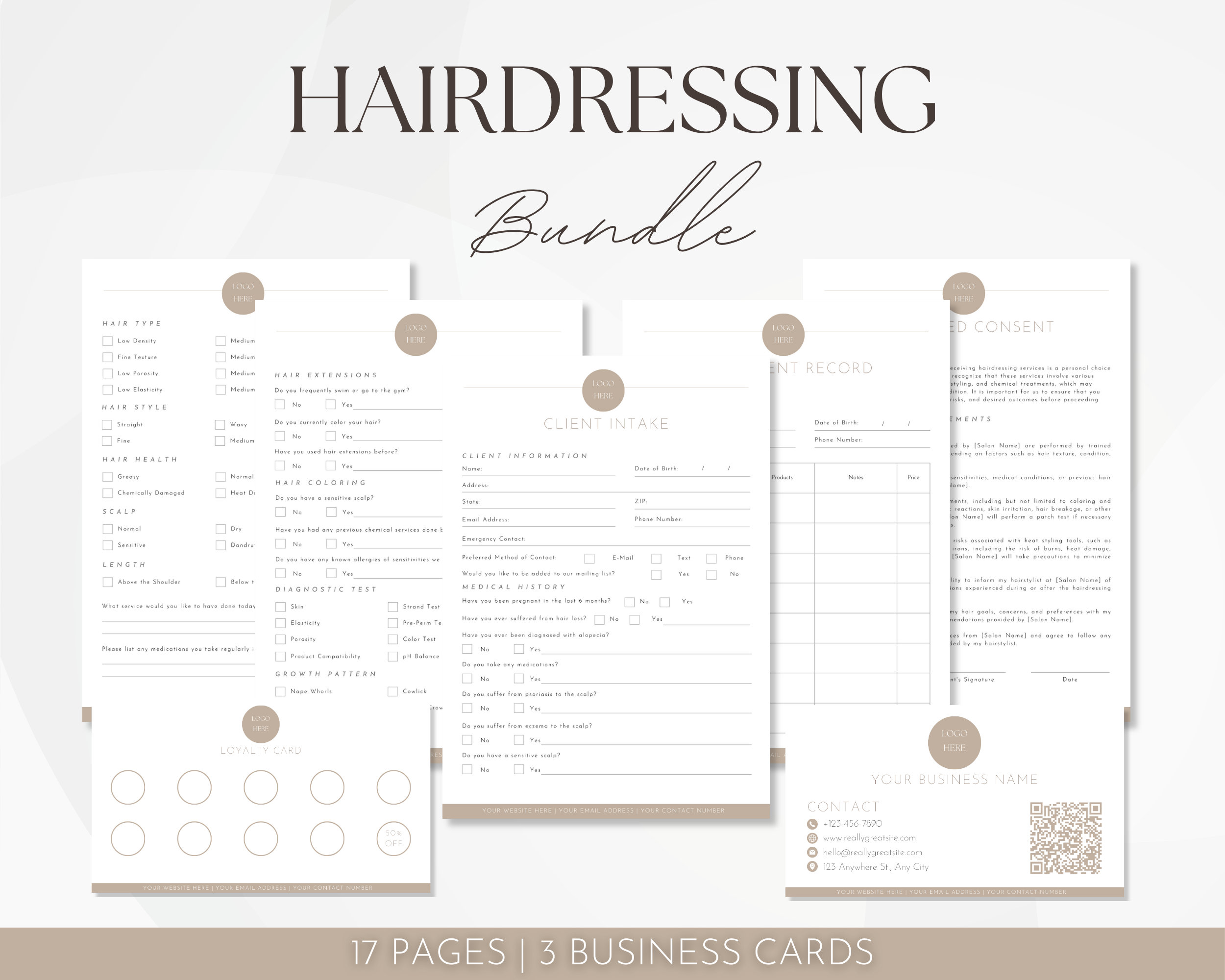 Hairdressing Client Intake Forms Bundle, Editable Hairstyling Informed ...