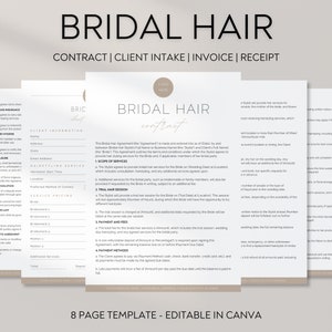 Editable Bridal Hair Contract Template, Bridal Hairstylist Contract ...