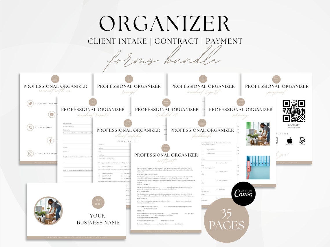 Editable Professional Organizer Bundle, Decluttering Contract Template ...