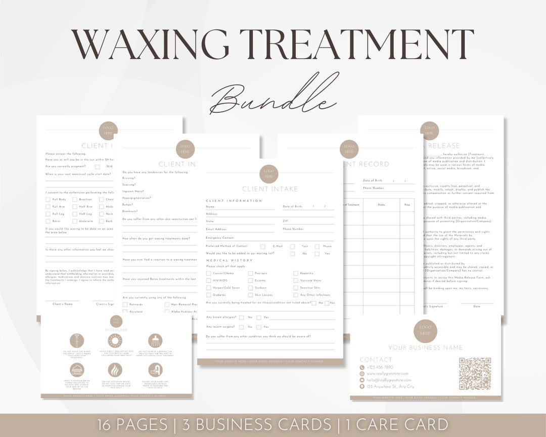 Waxing Treatment Client Intake Forms, Editable Esthetician Consent ...