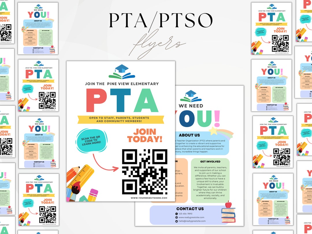 Editable PTA Flyer Template, PTO Membership Flyers, School Volunteer ...