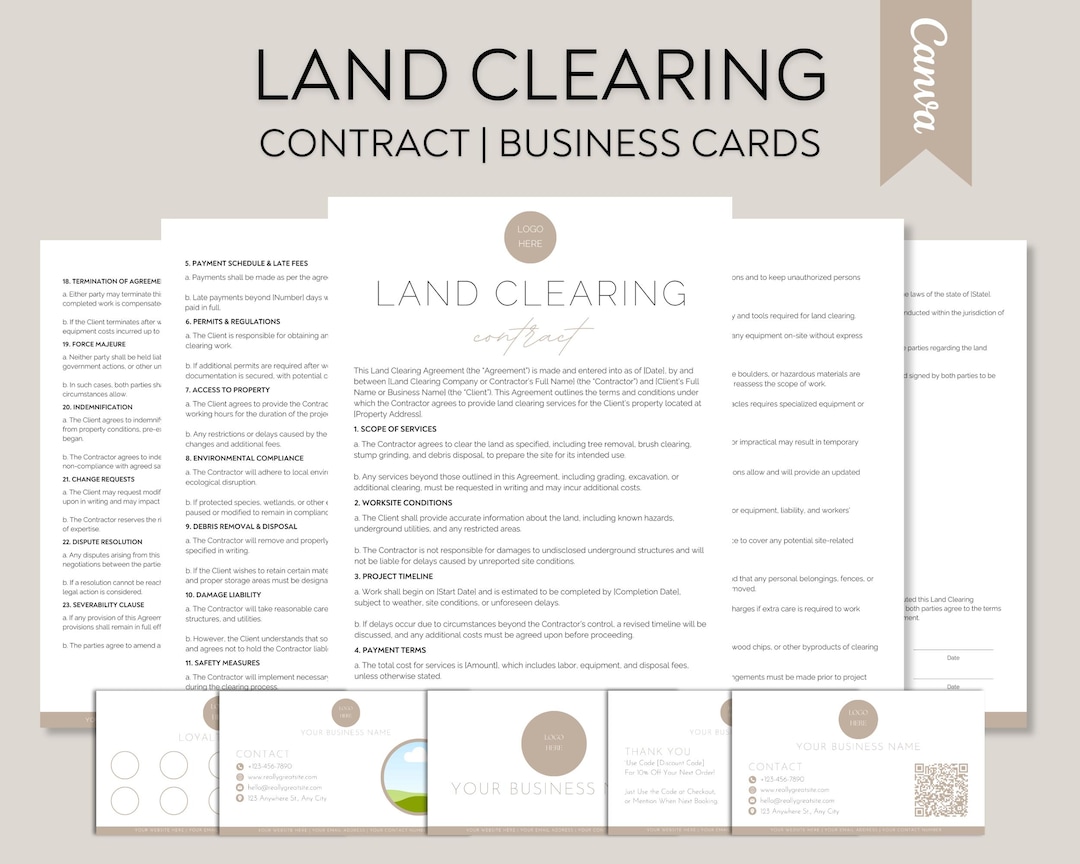 Land Clearing Contract Template, Editable Professional Agreement ...