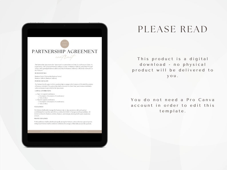 Partnership Agreement Template, Partnership Agreement Business ...