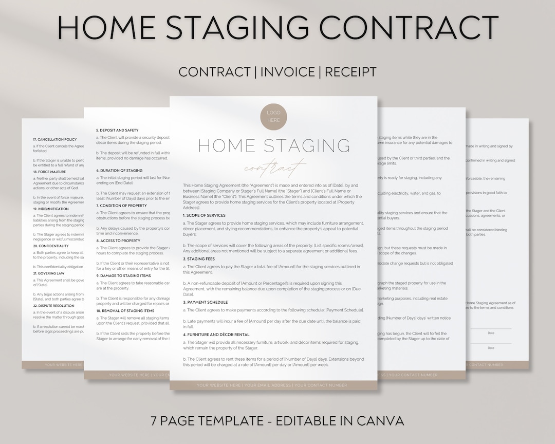 Home Staging Contract, Home Staging Services Agreement, Editable ...