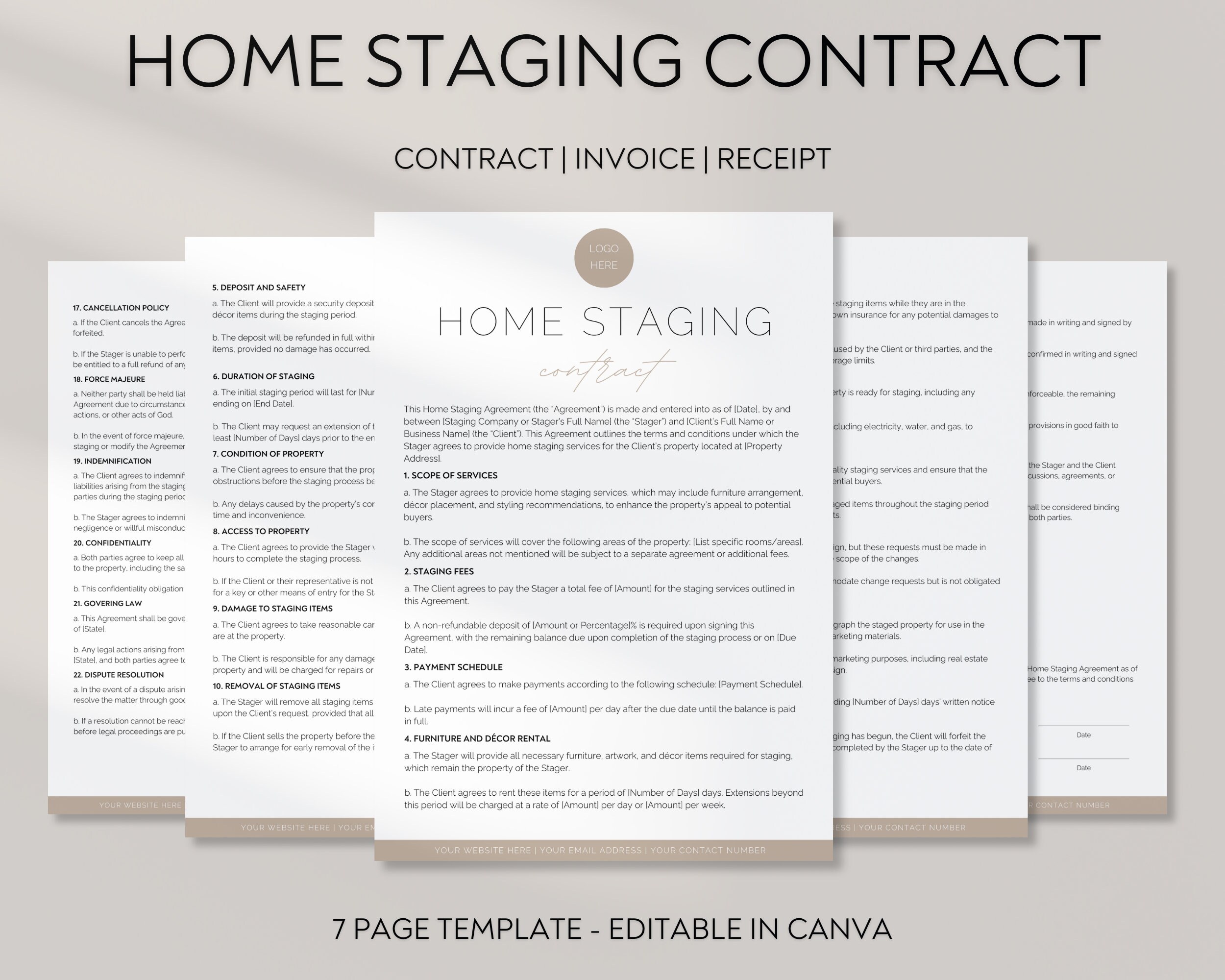 Home Staging Contract, Home Staging Services Agreement, Editable ...