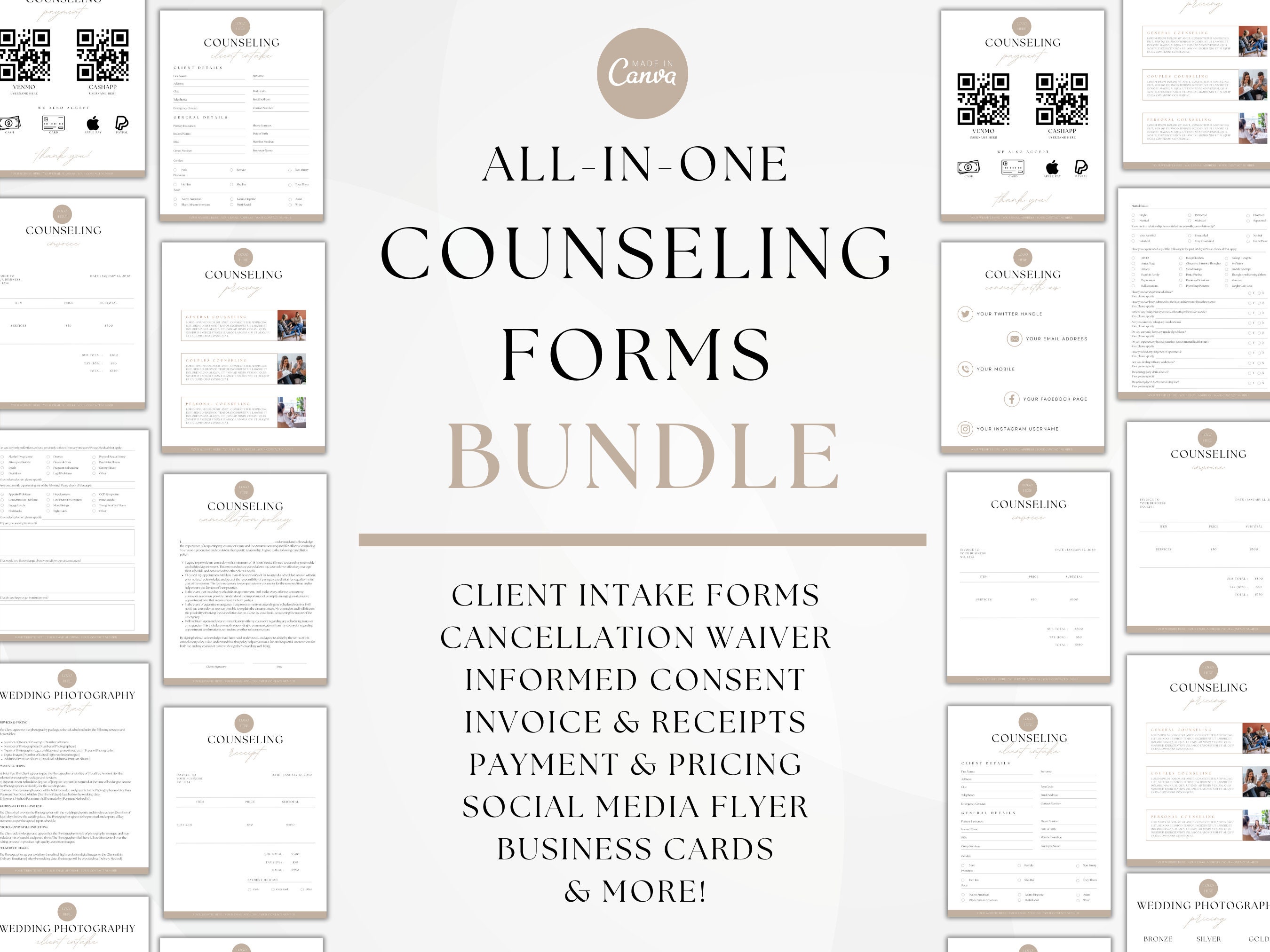 Counseling Forms Bundle, Mental Health Client Intake, Informed Consent ...