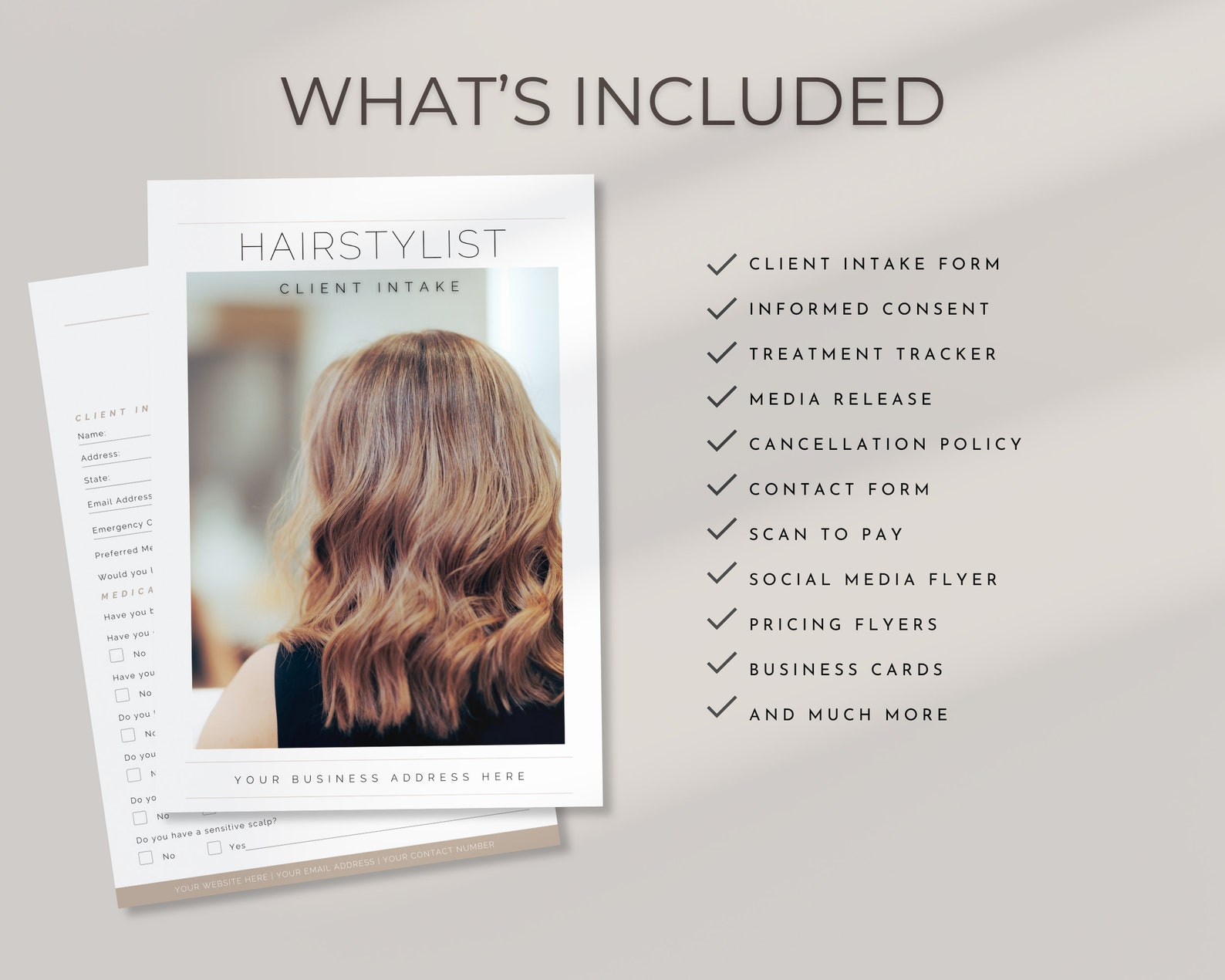 Hairstylist Bundle Forms Template, Editable Hairstylist Client Intake ...