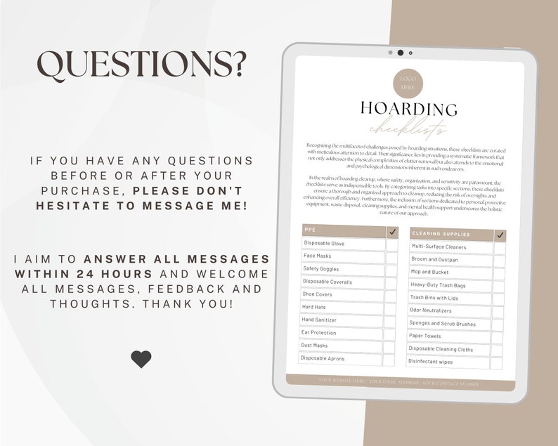 Hoarding Checklist Bundle, Editable Hoarder Assessment Template ...