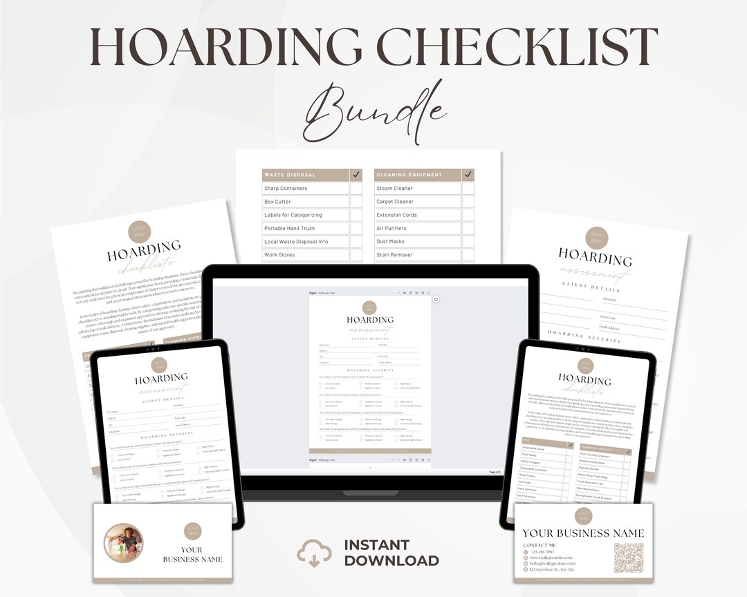 Hoarding Checklist Bundle, Editable Hoarder Assessment Template ...