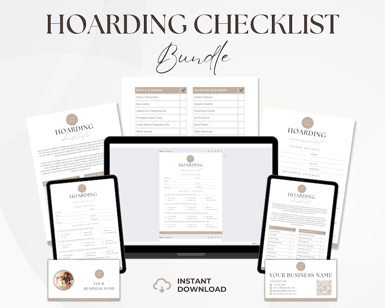 Hoarding Checklist Bundle, Editable Hoarder Assessment Template ...