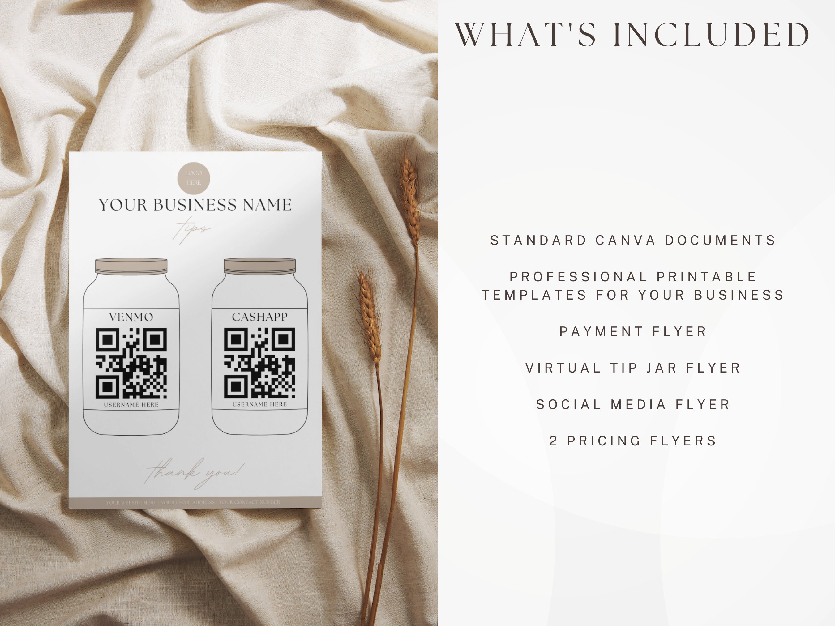 Editable QR Code Sign Templates, Printable Scan to Pay Bundle, Social ...