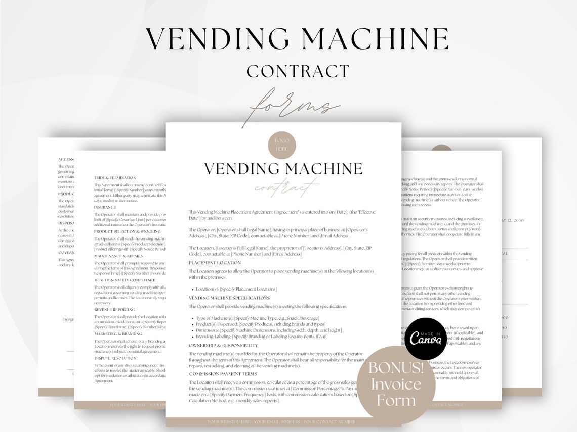 Vending Machine Contract, Vending Machine Services Agreement Template ...