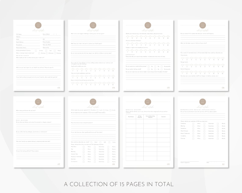 Nutritionist Client Intake Forms, Nutrition Client Intake Forms, Health ...