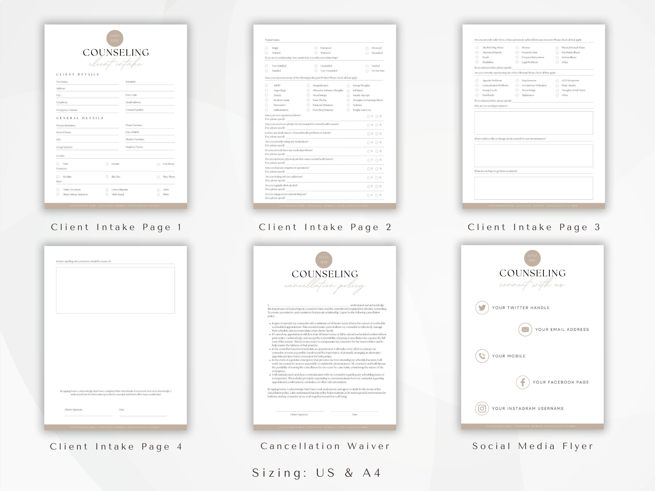 Counseling Forms Bundle, Mental Health Client Intake, Informed Consent ...