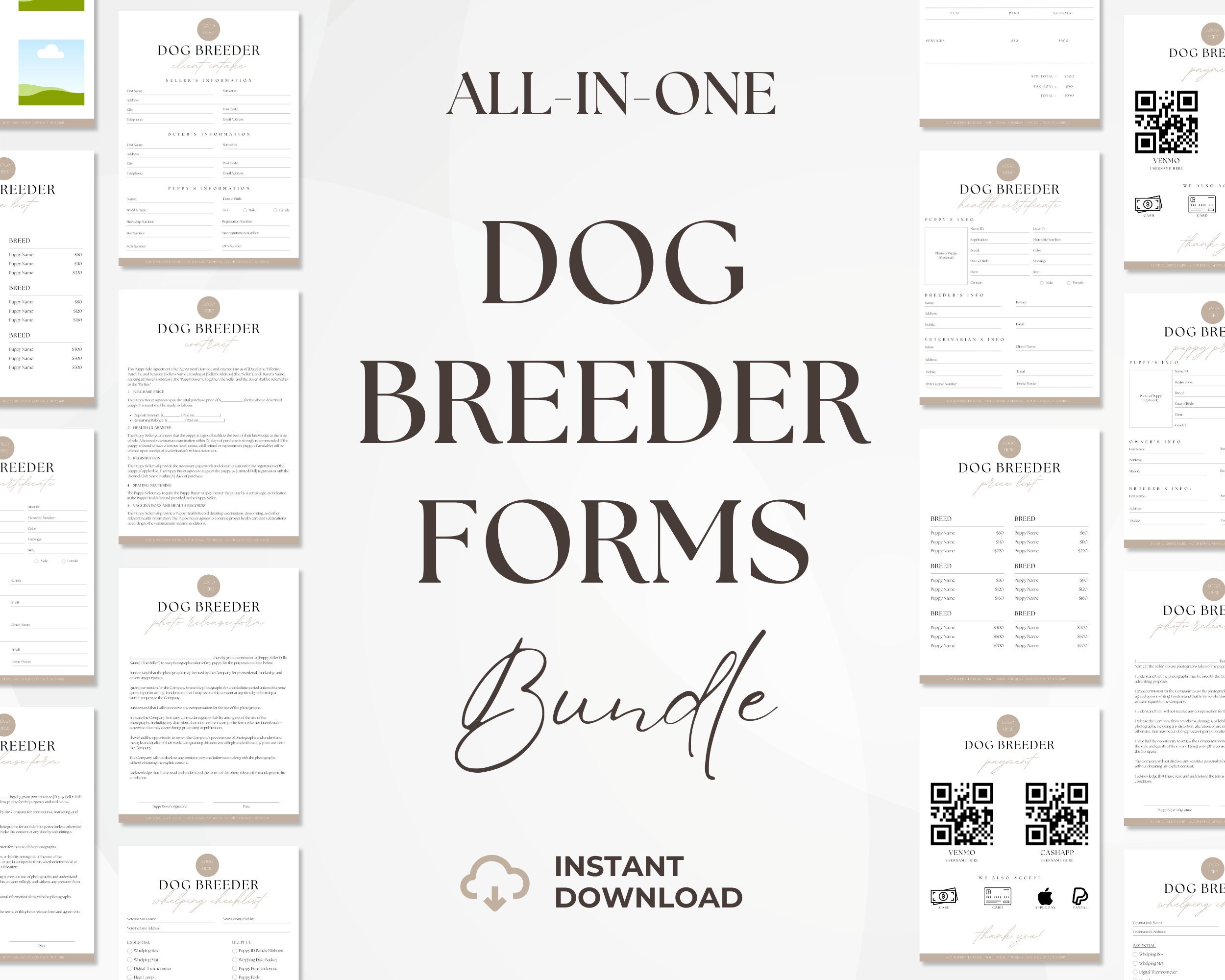Dog Breeder Forms, Breeder Forms, Dog Whelping Charts, Puppy Sale ...