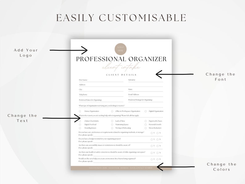 Editable Professional Organizer Bundle, Decluttering Contract Template ...