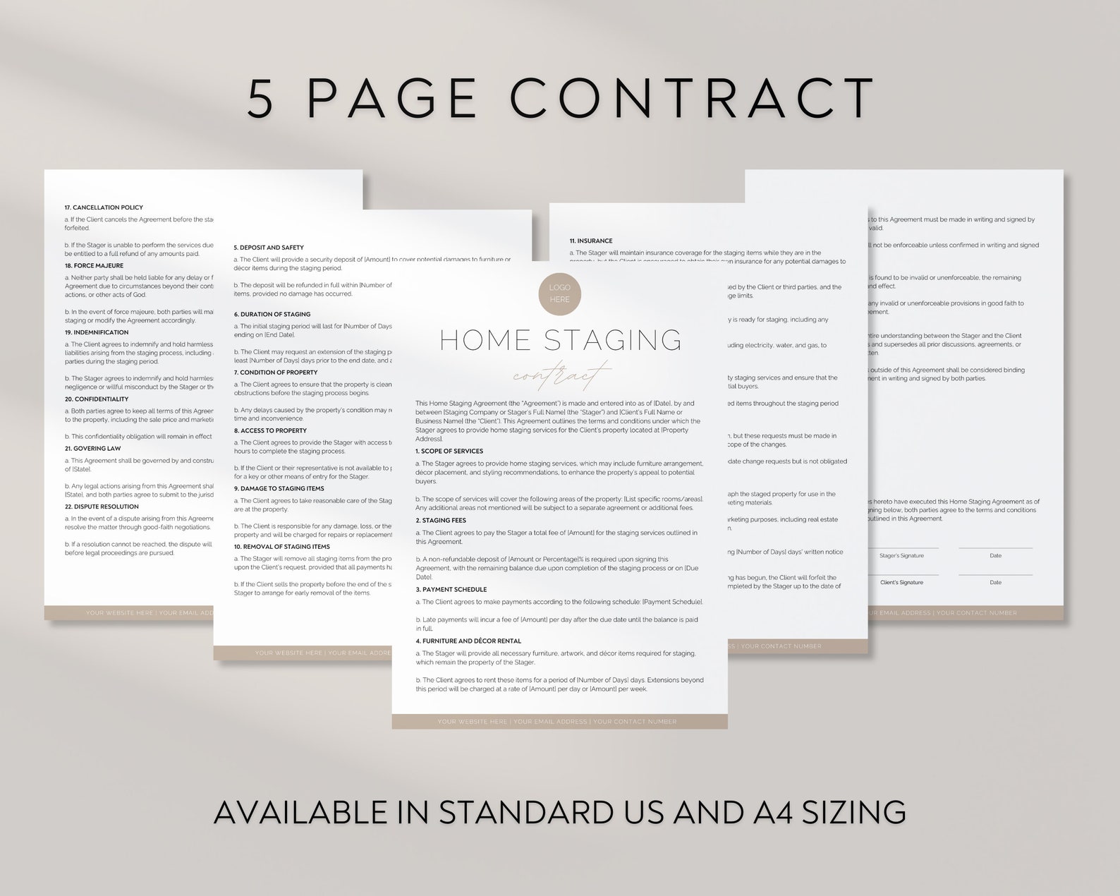 Home Staging Contract, Home Staging Services Agreement, Editable ...