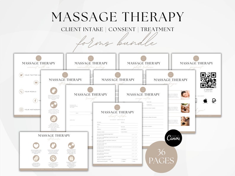 Massage Therapy Forms Bundle Massage Consultation Client - Etsy