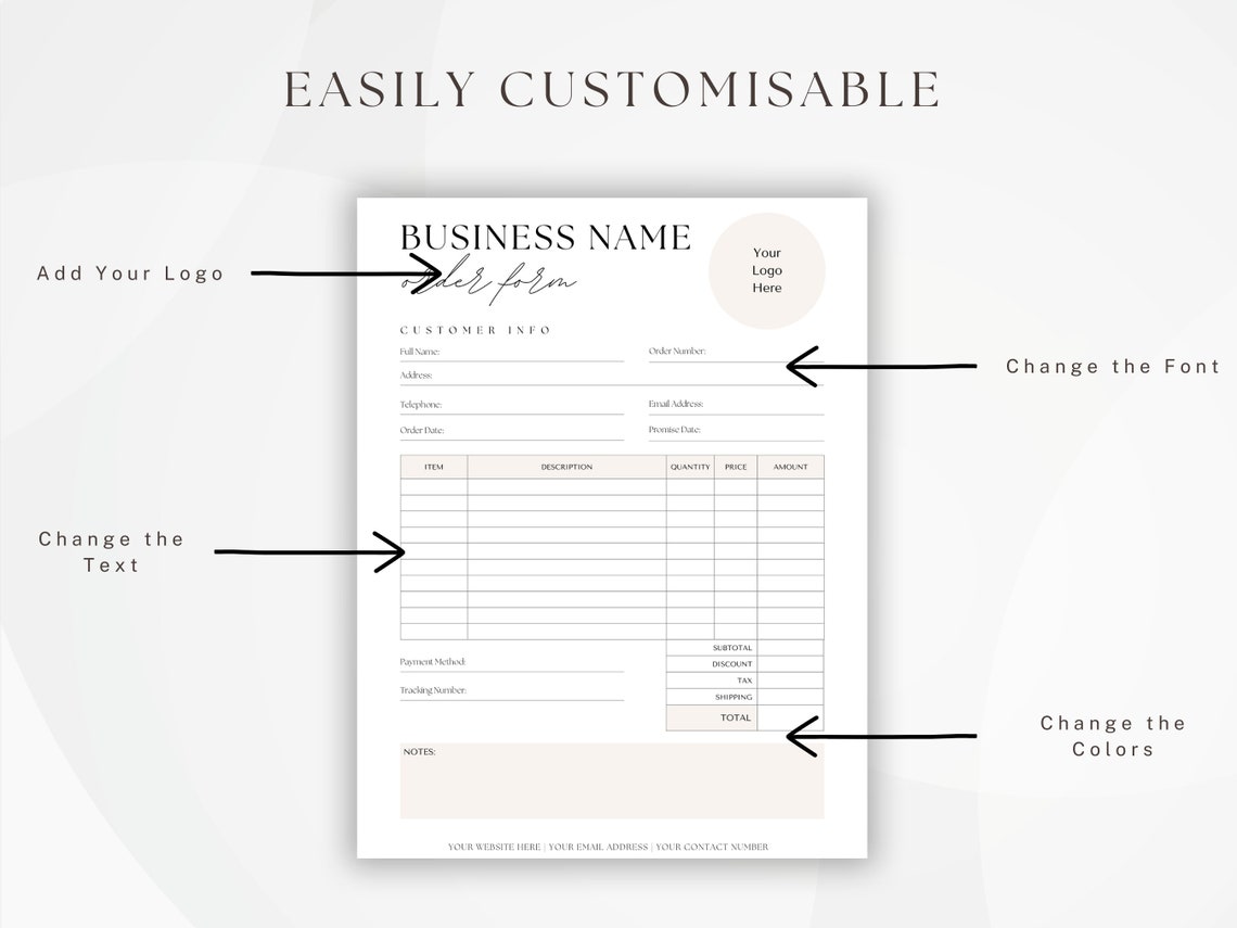 Order Form Template Invoice & Receipt Bundle Crafters Order - Etsy