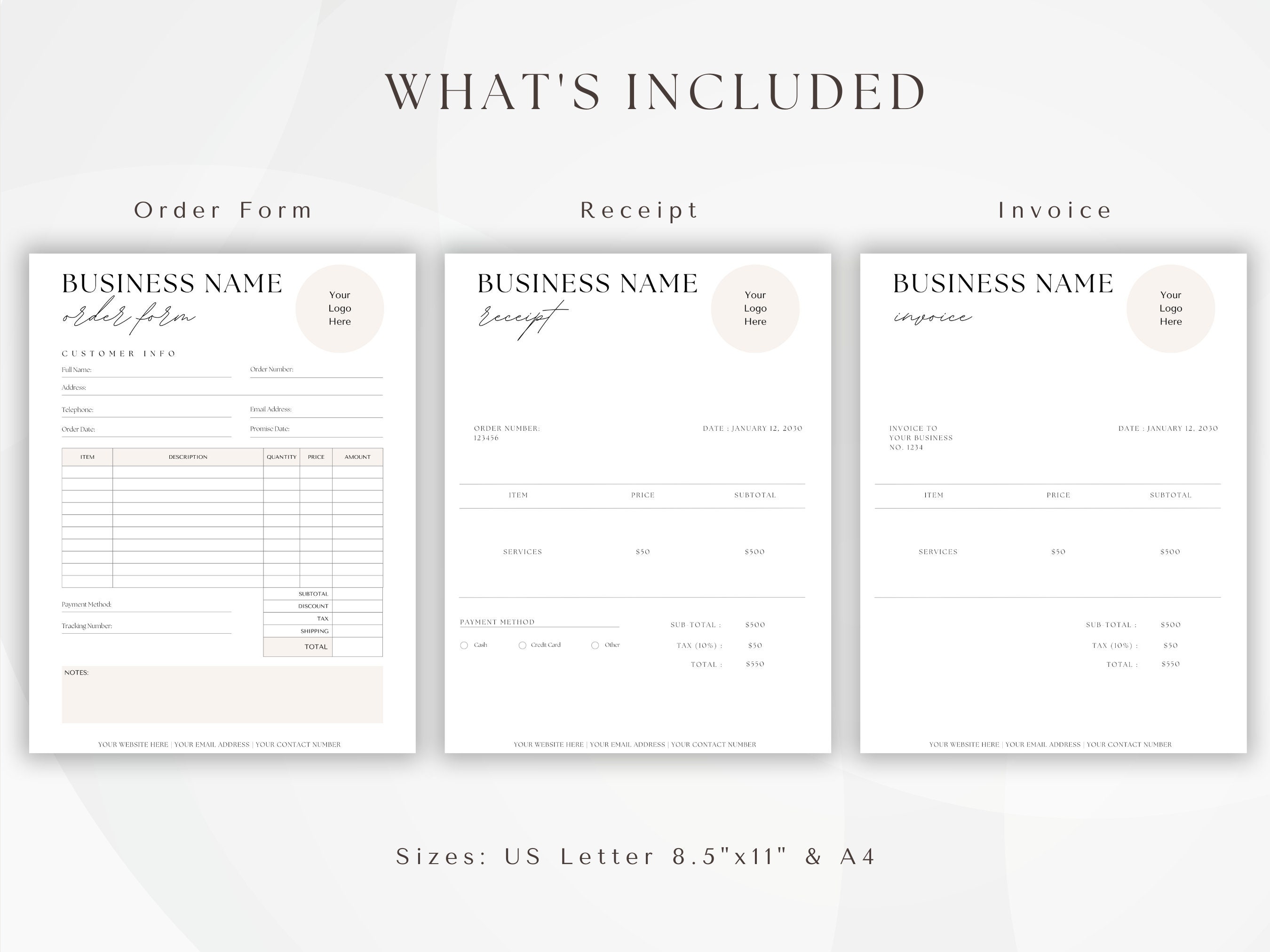 Order Form Template Invoice & Receipt Bundle Crafters Order - Etsy