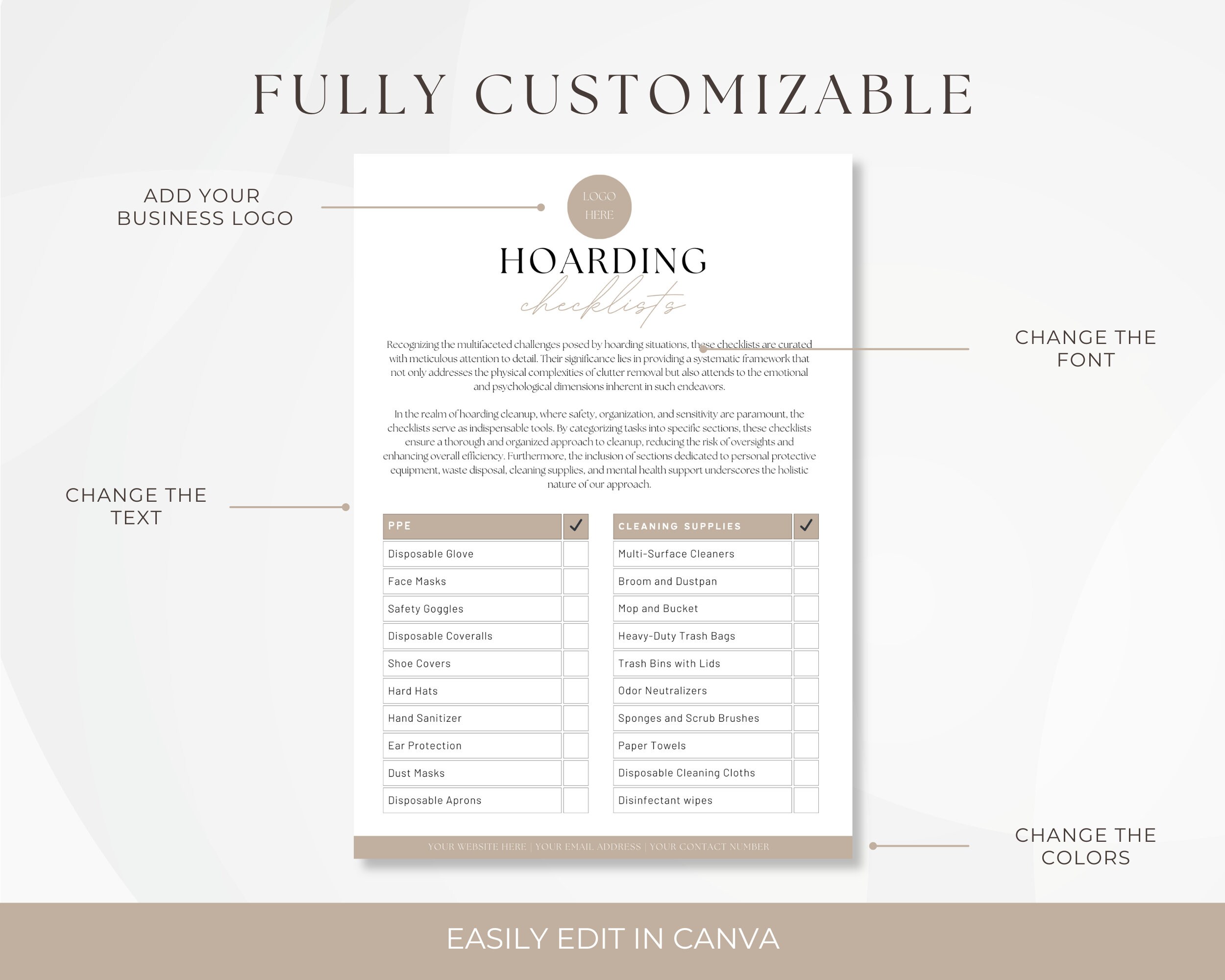 Hoarding Checklist Bundle, Editable Hoarder Assessment Template ...