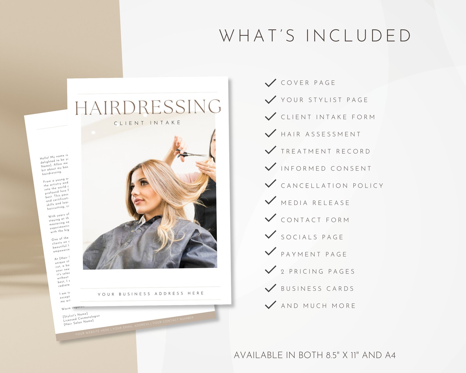 Hairdressing Client Intake Forms Bundle, Editable Hairstyling Informed ...