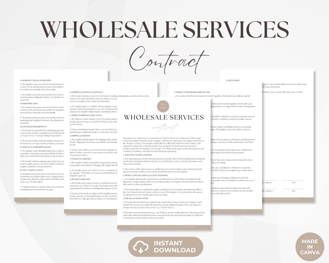 Wholesale Services Contract, Editable Wholesale Purchasing Services ...