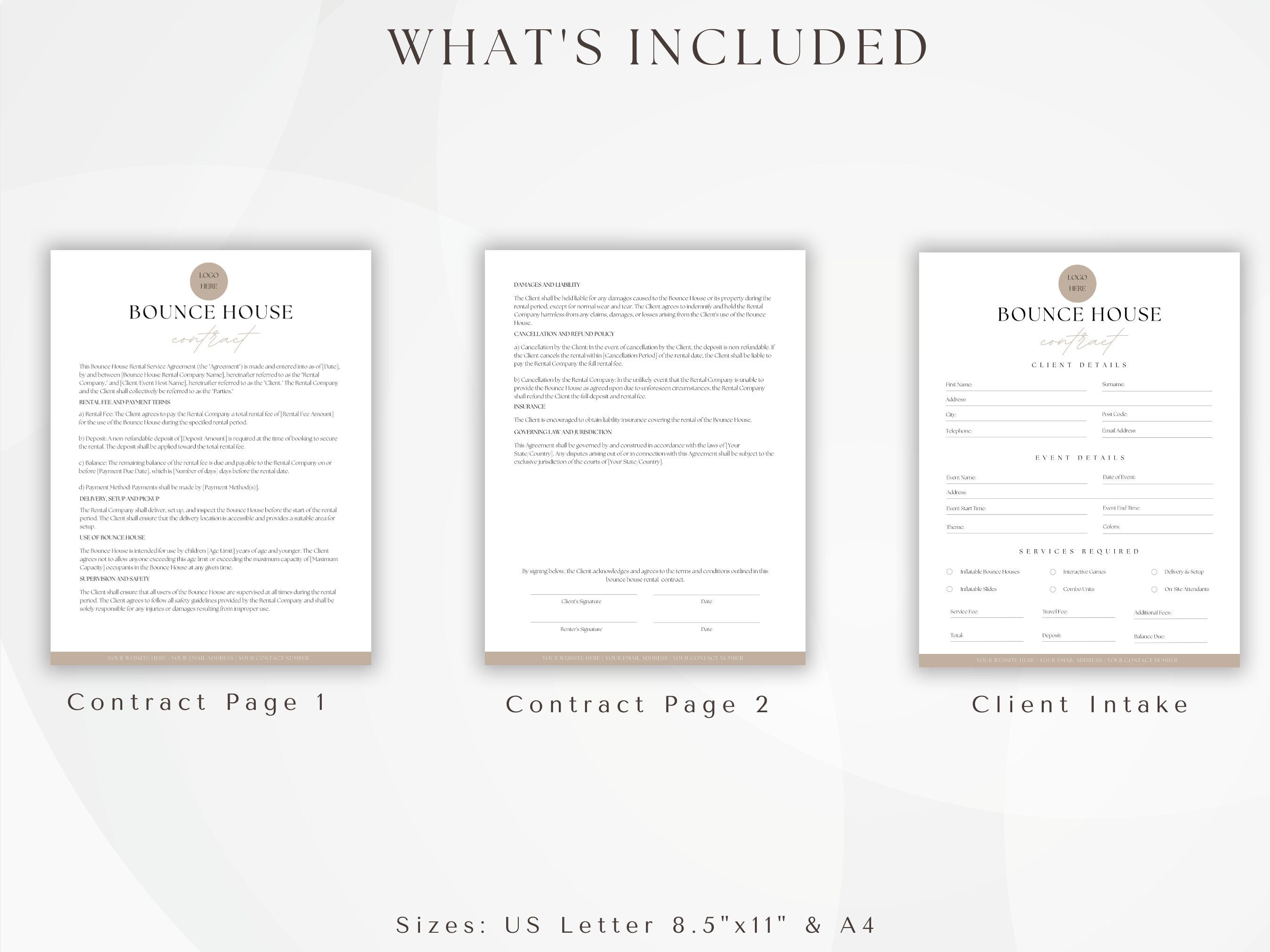 Bounce House Rental Contract Agreement, Editable Inflatable Services ...