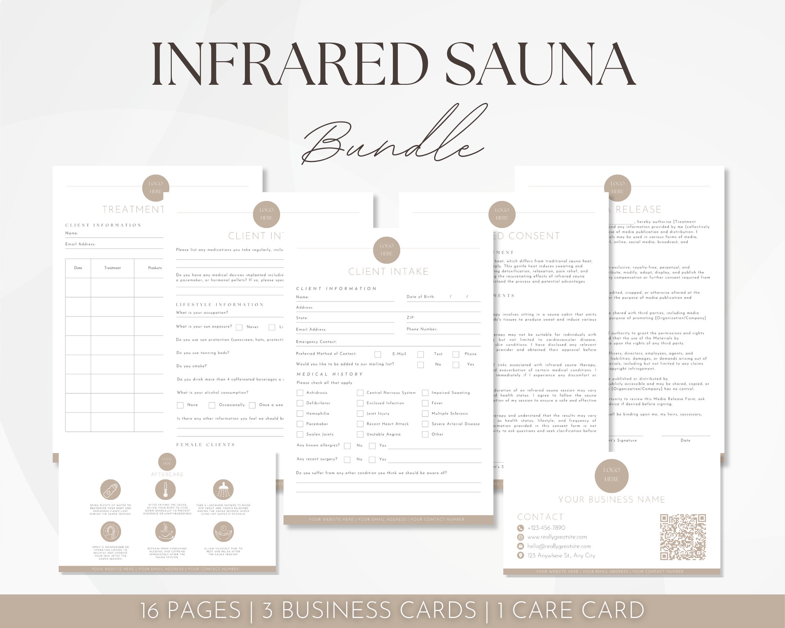Infrared Sauna Consent Forms Bundle, Editable Esthetician Business Kit ...