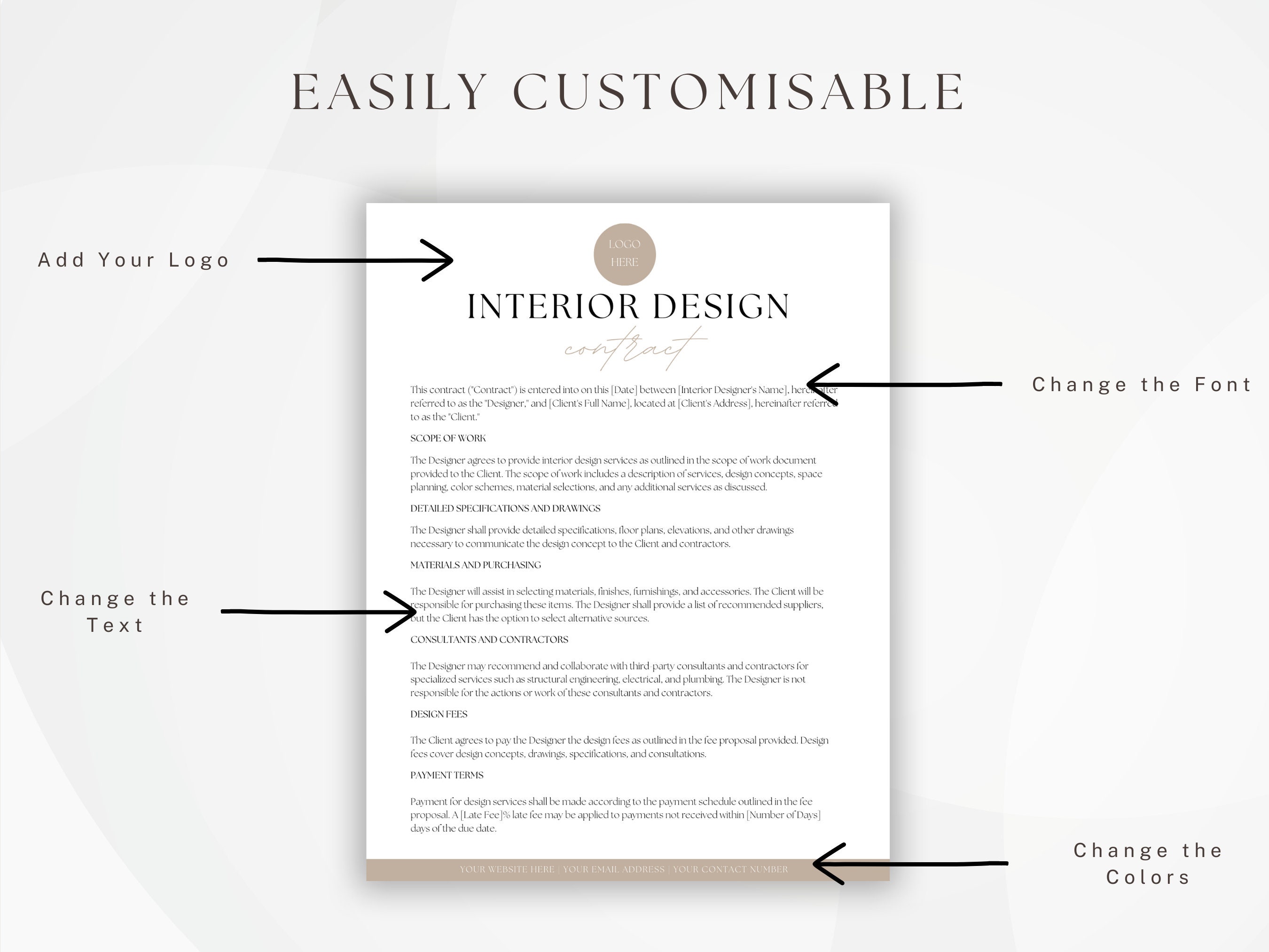 Interior Designer Client Contract Template, Service Contract ...