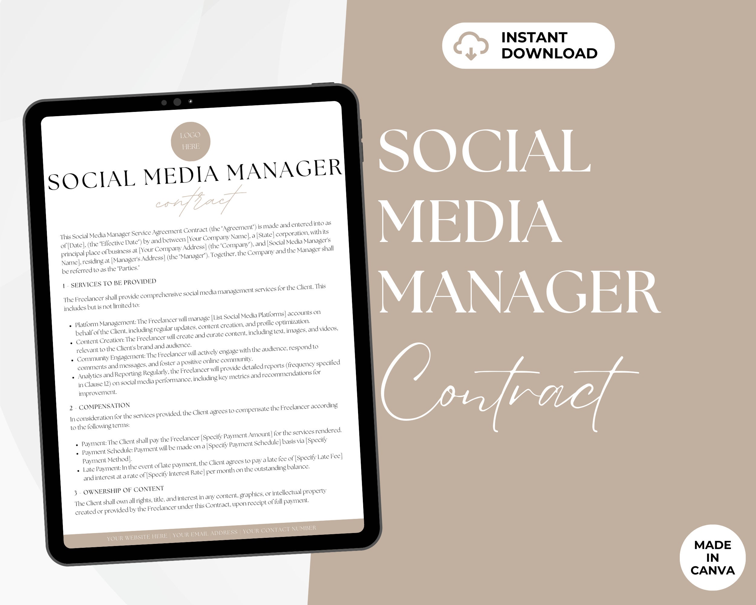 Social Media Manager Contract, Social Media Management Client Intake ...