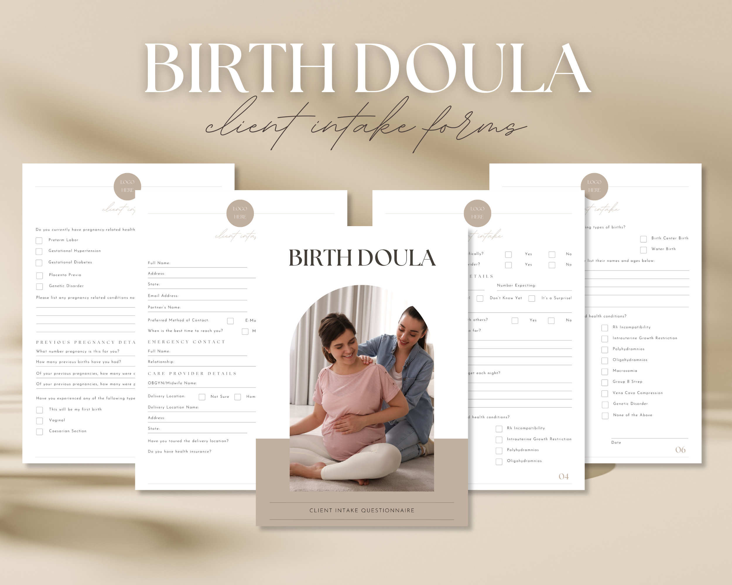 Birth Doula Client Intake Forms, Midwife Birth Questionnaire, Birth ...