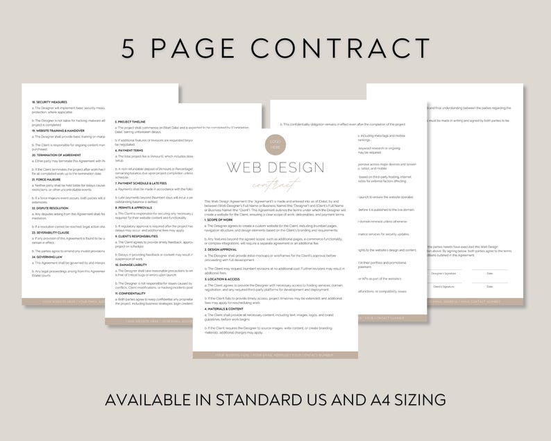 Web Design Contract, Website Design Contract Template, Freelance Web ...
