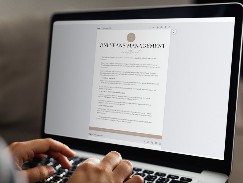 Onlyfans Management Agency Contract Template, Social Media Management Agreement, Instagram Model ...