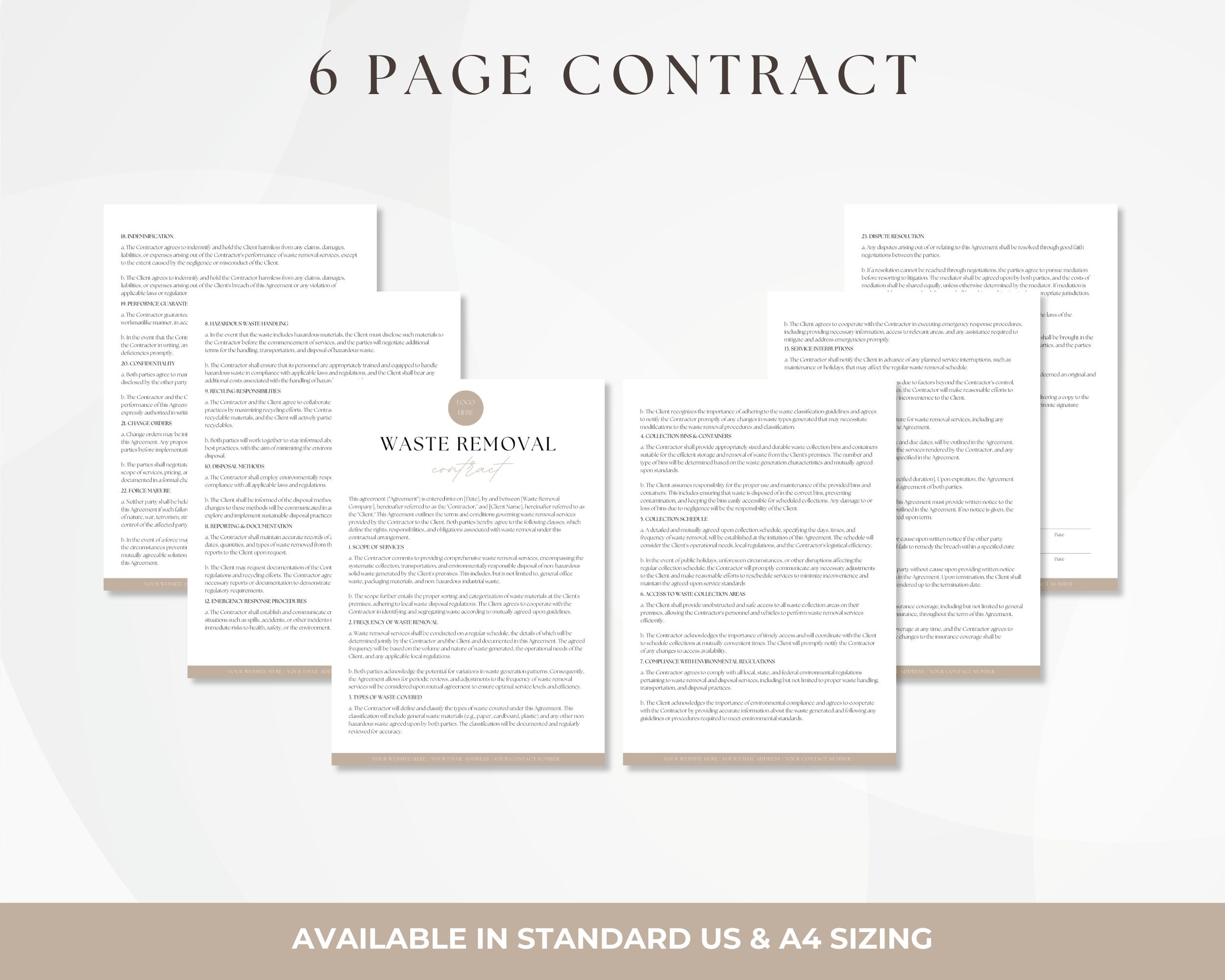 Waste Removal Contract, Editable Rubbish Disposal Services Agreement ...