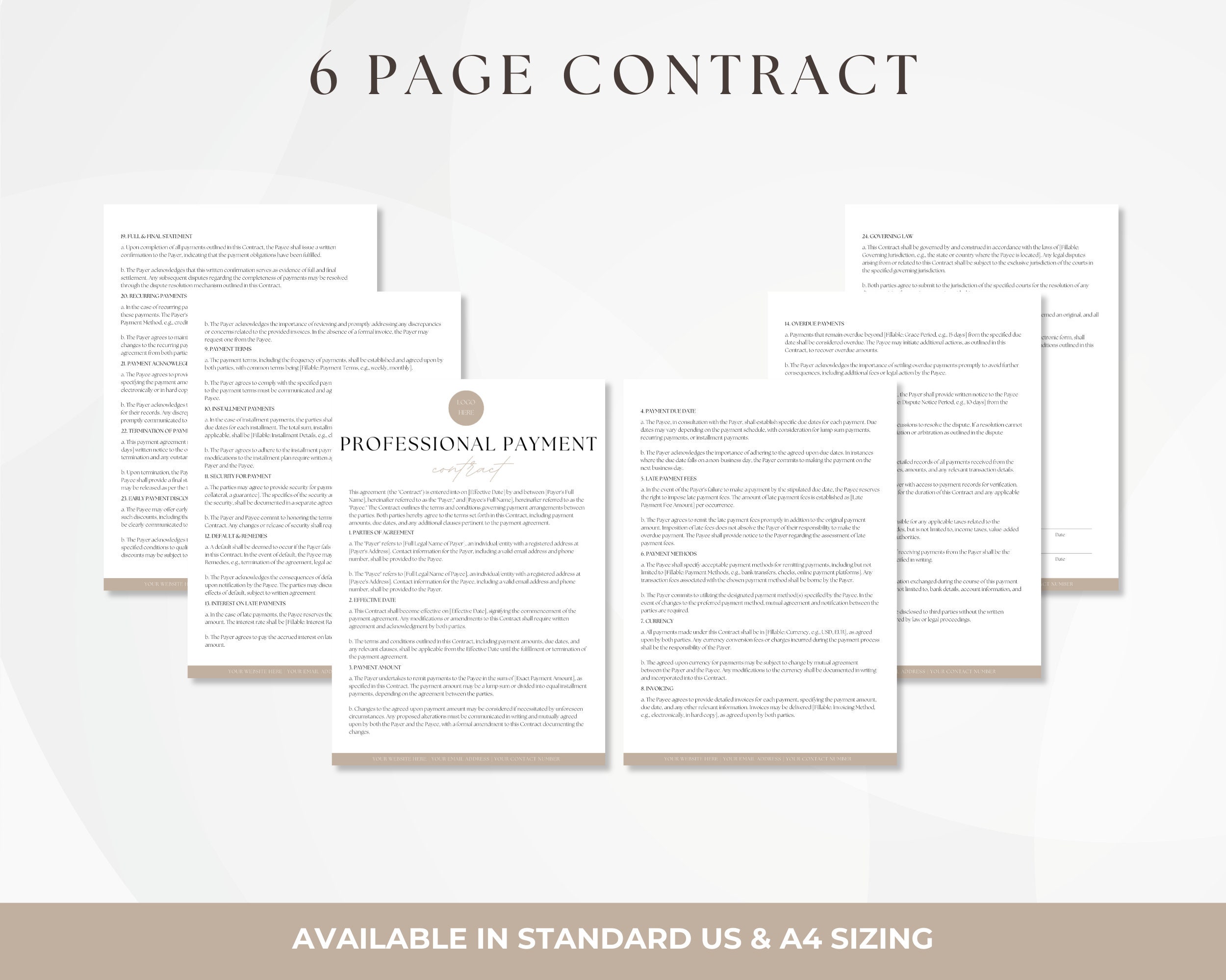Payment Contract, Editable Payment Plan Services Agreement, Layaway ...