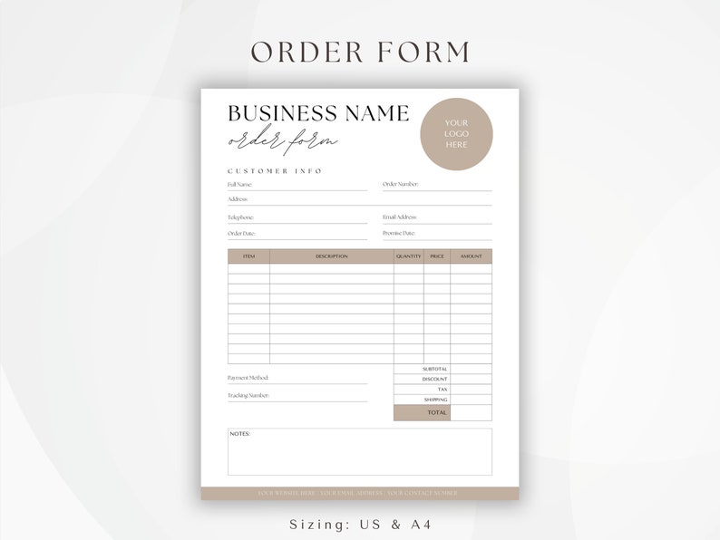 Order Form Template, Invoice & Receipt Bundle, Crafters Order Form ...