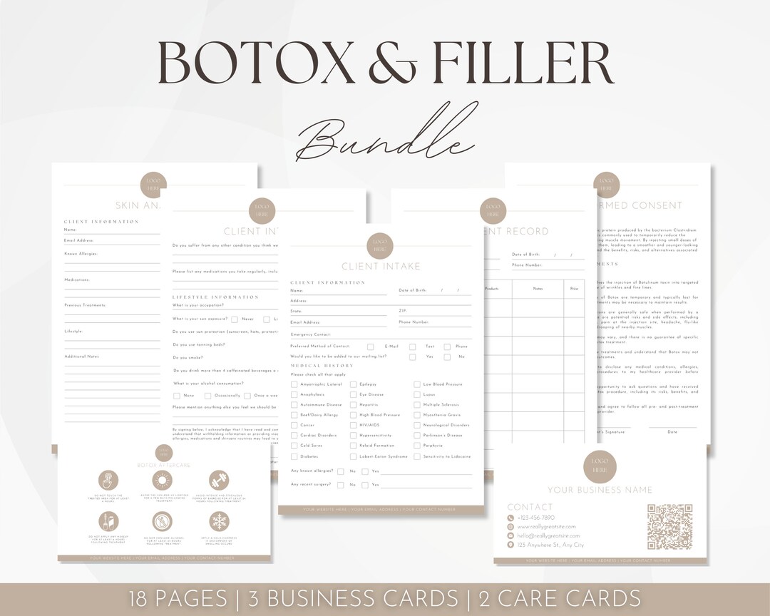 Botox Client Intake Forms, Editable Dermal Filler Consent Forms ...