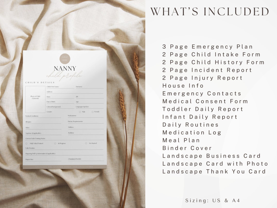 Editable Nanny Binder, Babysitting Forms Bundle, Nanny Planner Template ...