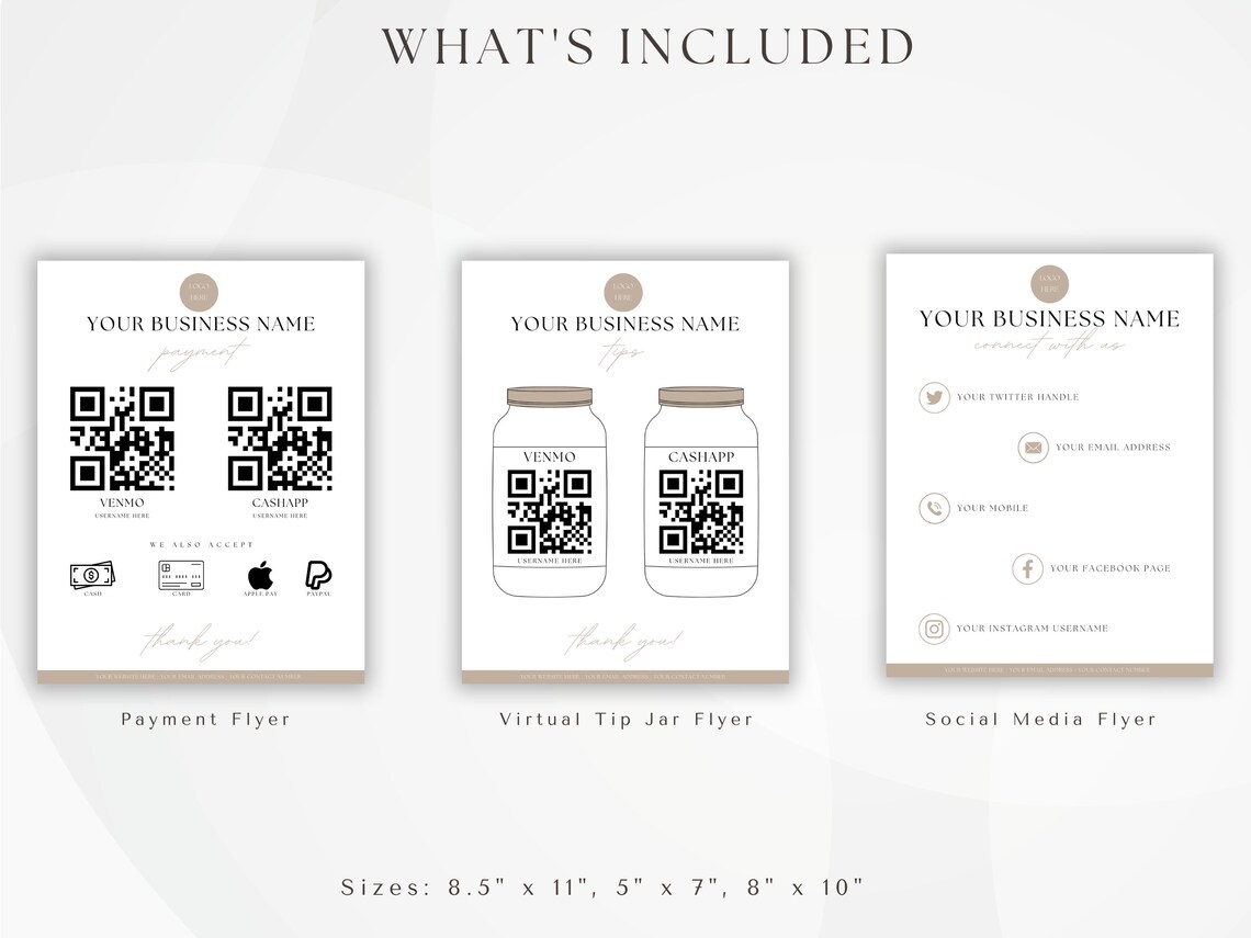 Editable QR Code Sign Templates Printable Scan to Pay Bundle - Etsy