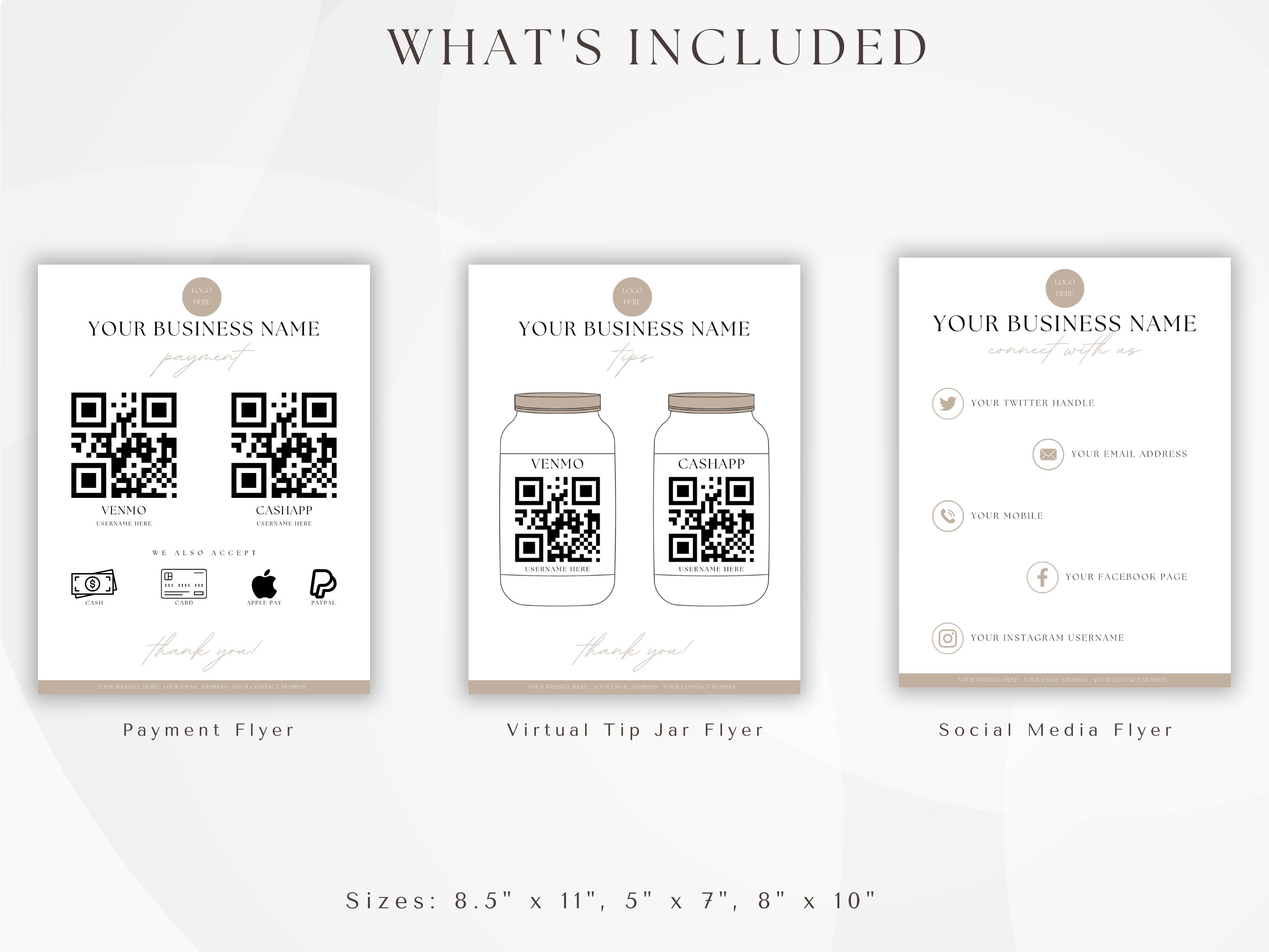 Editable QR Code Sign Templates, Printable Scan to Pay Bundle, Social ...